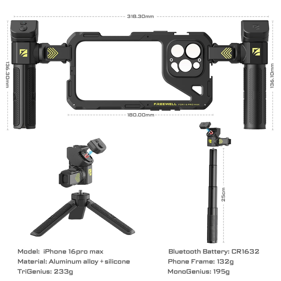 iPhone Genius Rig Cage – SnapClamp, Filters, Remote Kit – Freewell Gear
