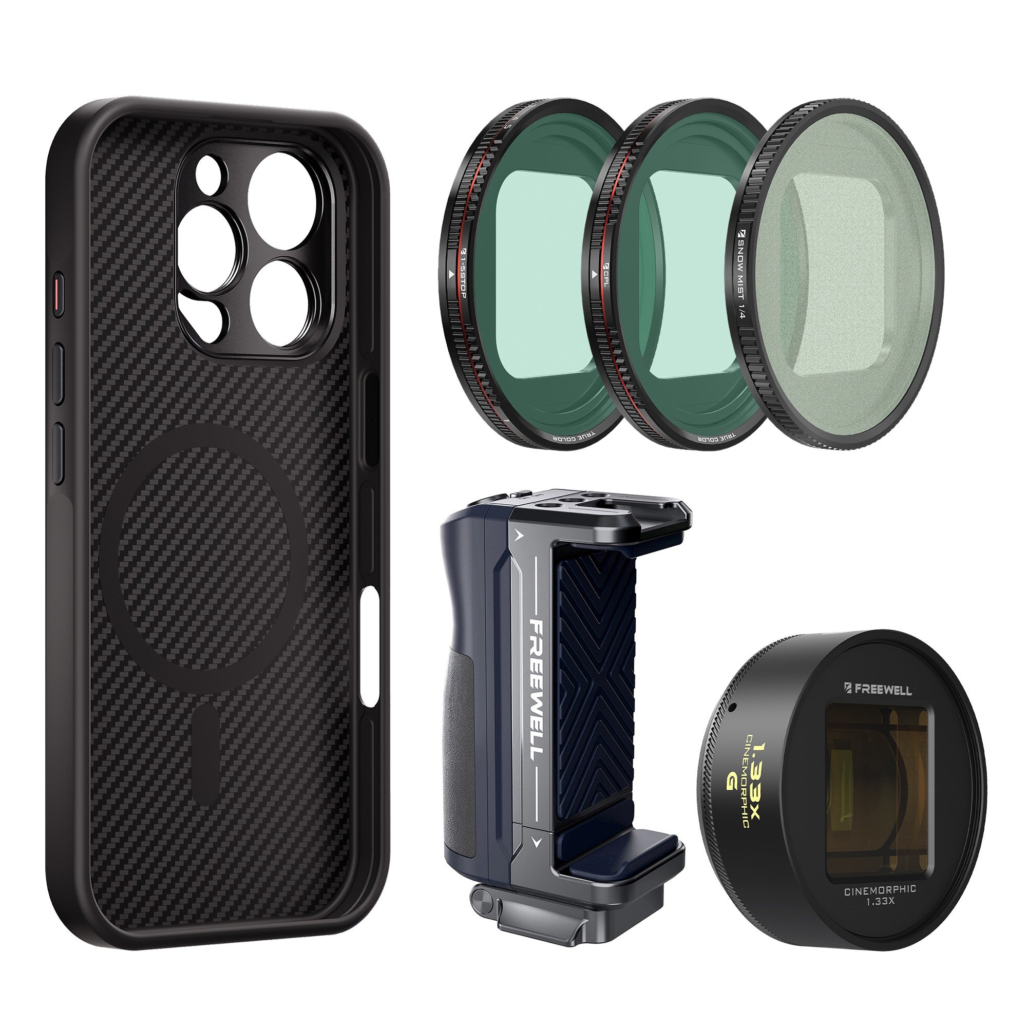 iPhone Pro Filmmaker Mega Kit – VND1-5, Anamorphic Lens – Freewell Gear